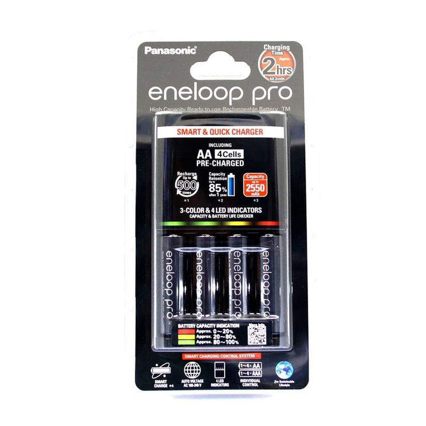 Panasonic Eneloop Rechargeable AA 4pack 2450mAh Quick Pro Charger Kit ...